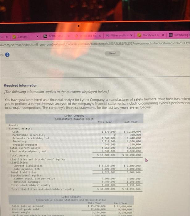 Solved Required information Whe following information | Chegg.com