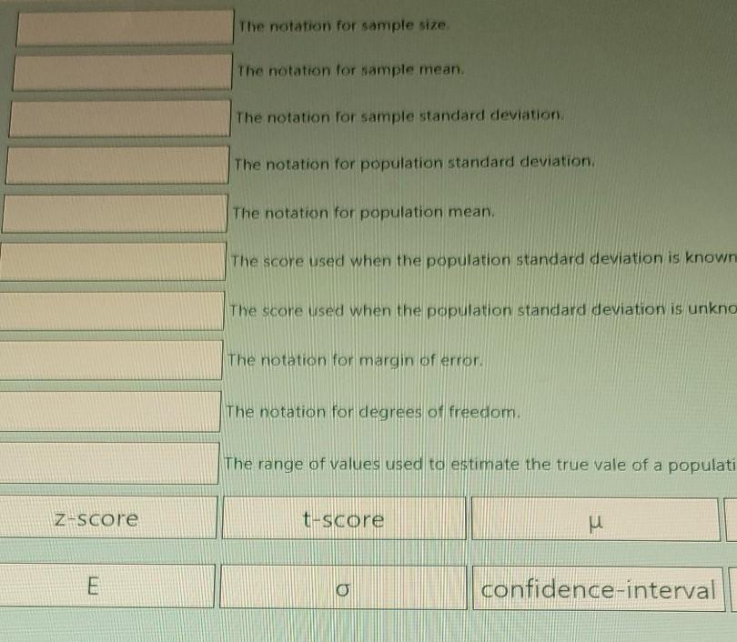 Solved The notation for sample size The notation for sample | Chegg.com