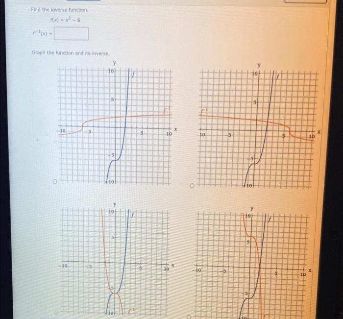 Solved Find the, inverse function. and graph the function | Chegg.com