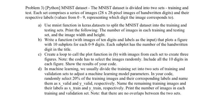 Solved Problem 3 Python Mnist Dataset The Mnist Dataset 2142