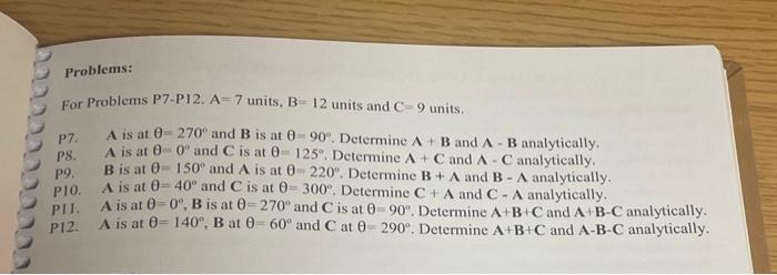 Solved Problems: For Problems P7-P12. A=7 units, B=12 units | Chegg.com