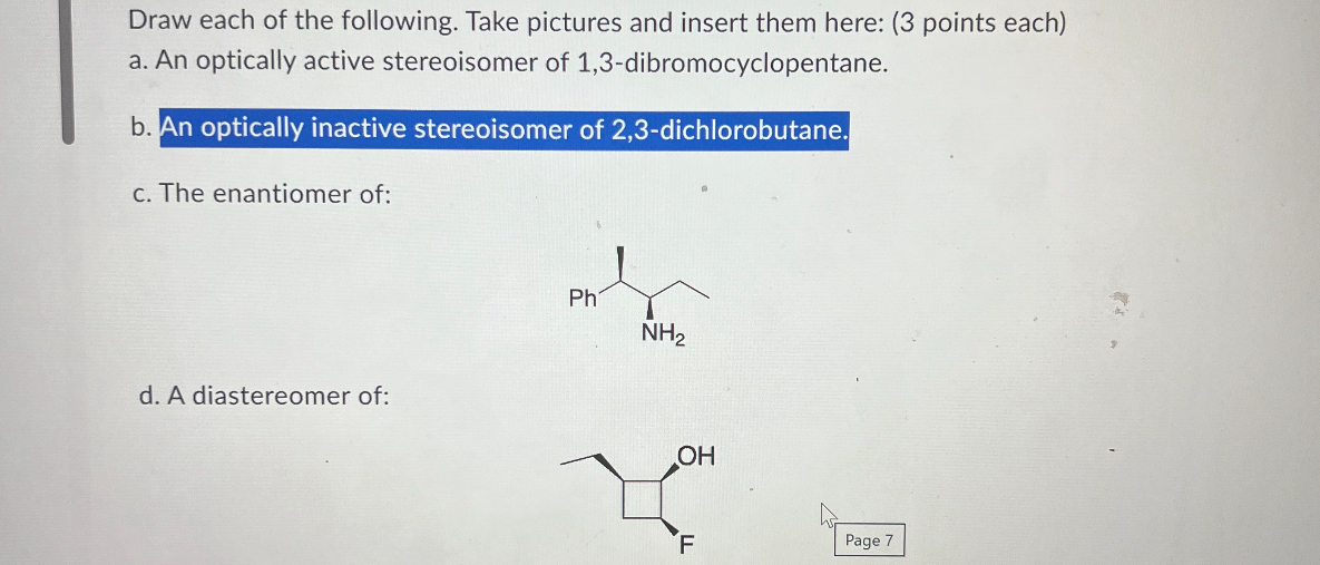 Solved Draw each of the following. Take pictures and insert | Chegg.com