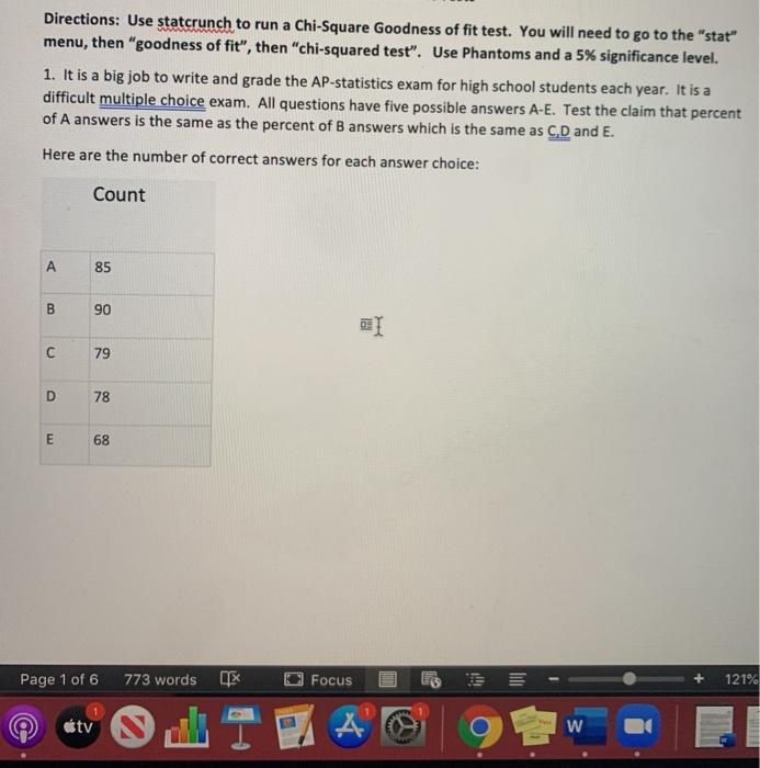 Solved Directions: Use statcrunch to run a Chi-Square | Chegg.com