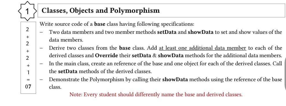 Solved Classes, Objects and Polymorphism 2 2 + 2 Write | Chegg.com