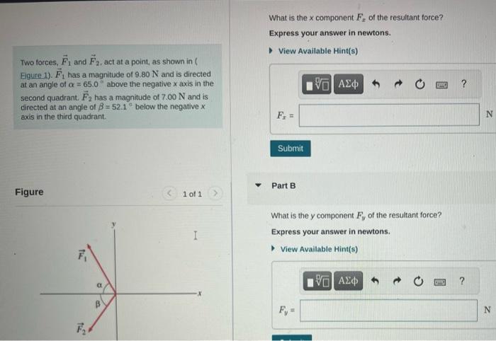 Solved What is the x component Fx of the resultant force? | Chegg.com