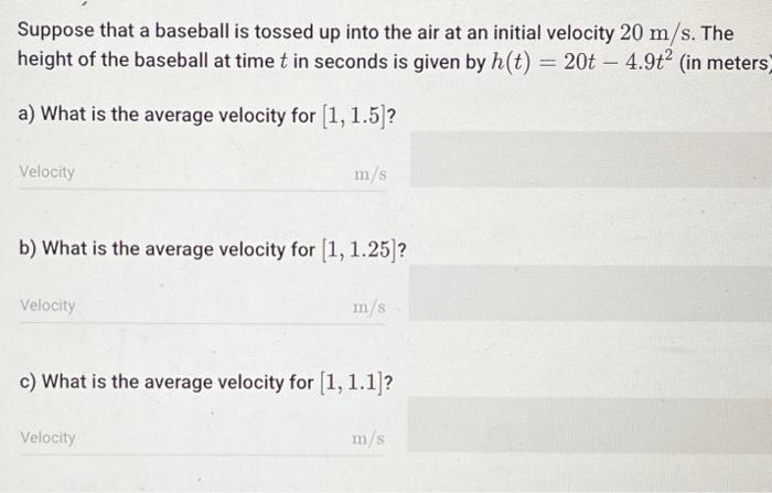 Solved Suppose that a baseball is tossed up into the air at | Chegg.com