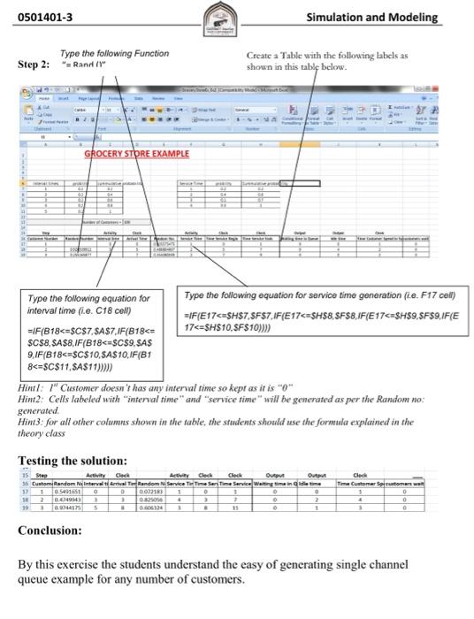 Write a Simulation for Grocery Store Example.by using | Chegg.com