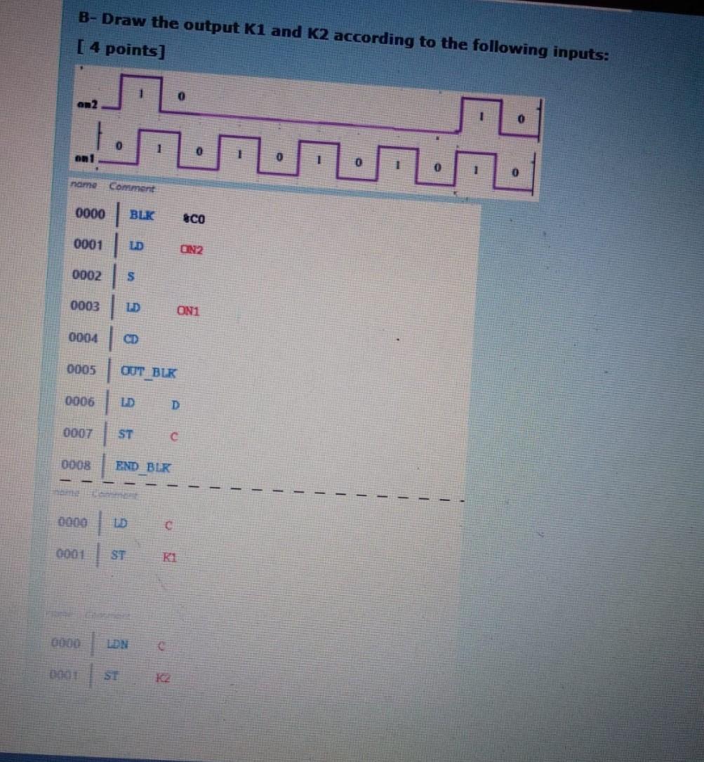 Solved B-Draw the output K1 and K2 according to the | Chegg.com