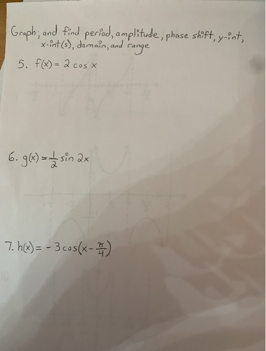 Solved | Graph; and find period, amplitude, phase shift, | Chegg.com