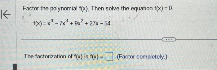 Solved Factor the polynomial f(x). Then solve the equation | Chegg.com