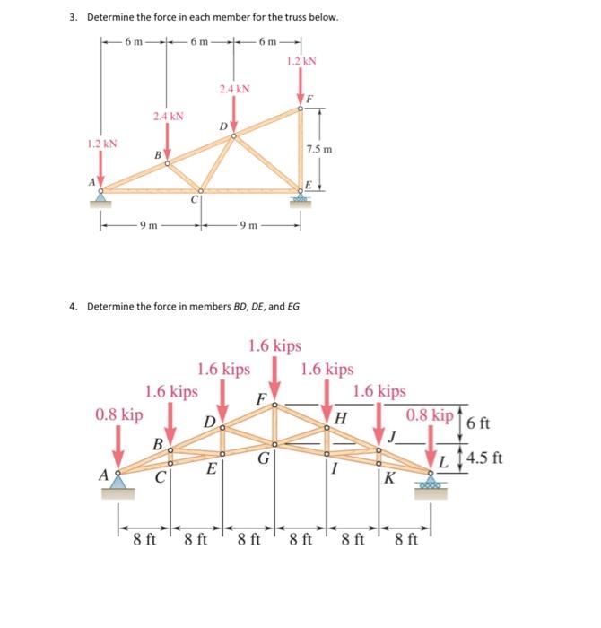 Solved use method of sections please 3. Determine the force | Chegg.com