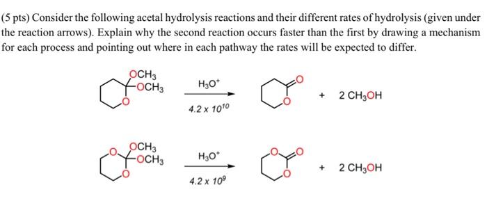 Solved (5pts) Consider the following acetal hydrolysis | Chegg.com