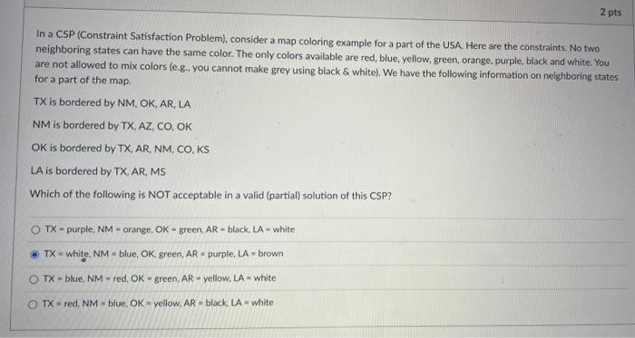 Solved In a CSP (Constraint Satisfaction Problem), consider | Chegg.com