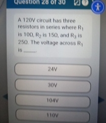 Solved A 120V ﻿circuit has three resistors in series where | Chegg.com