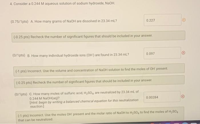 Solved 4. Consider a 0.244 M aqueous solution of sodium | Chegg.com