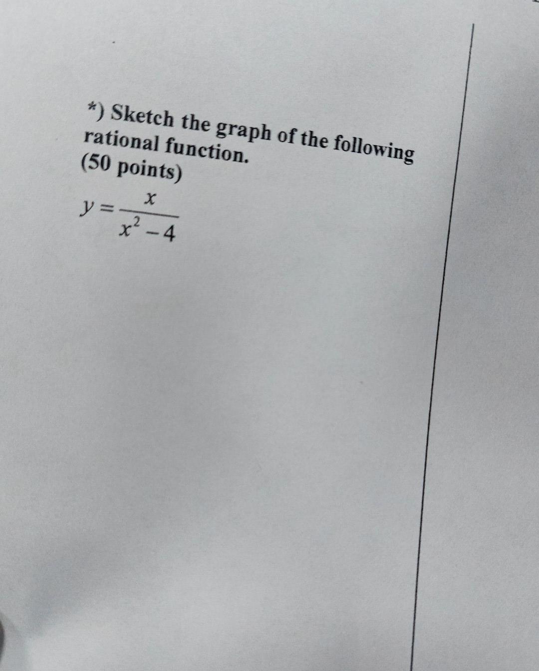 Solved *) Sketch the graph of the following rational | Chegg.com