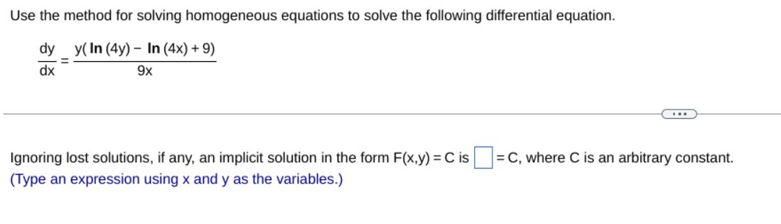 Use the method for solving homogeneous equations to | Chegg.com