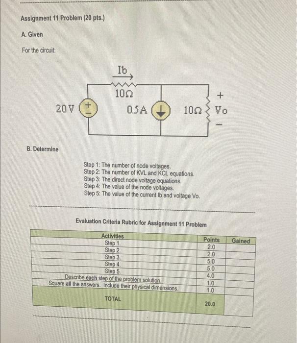 Solved Assignment 11 Problem (20 pts.) A. Given For the | Chegg.com