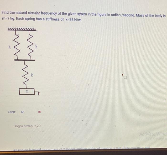 Solved Find the natural circular frequency of the given | Chegg.com