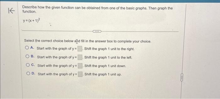 Solved Describe how the given function can be obtained from | Chegg.com