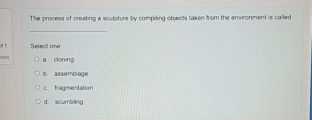 Solved The process of creating a sculpture by compiling | Chegg.com