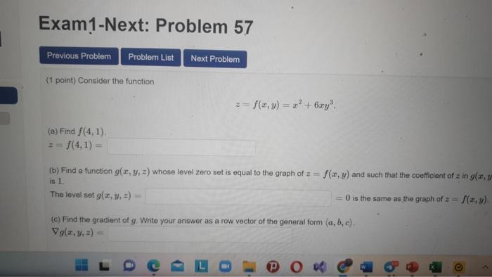 Solved (1 point) Consider the function z=f(x,y)=x2+6xy3 (a) | Chegg.com