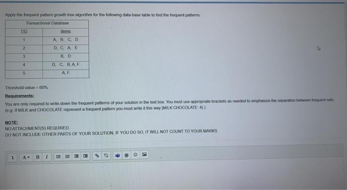 Solved Apply the frequent pattern growth tree algorithm for | Chegg.com