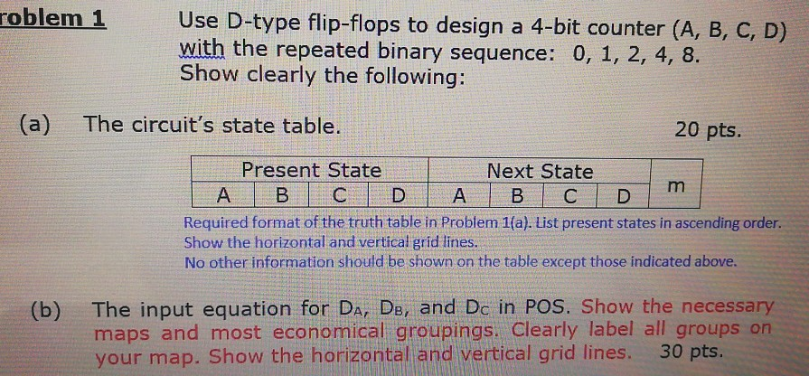 Solved roblem 1 Use D-type flip-flops to design a 4-bit | Chegg.com