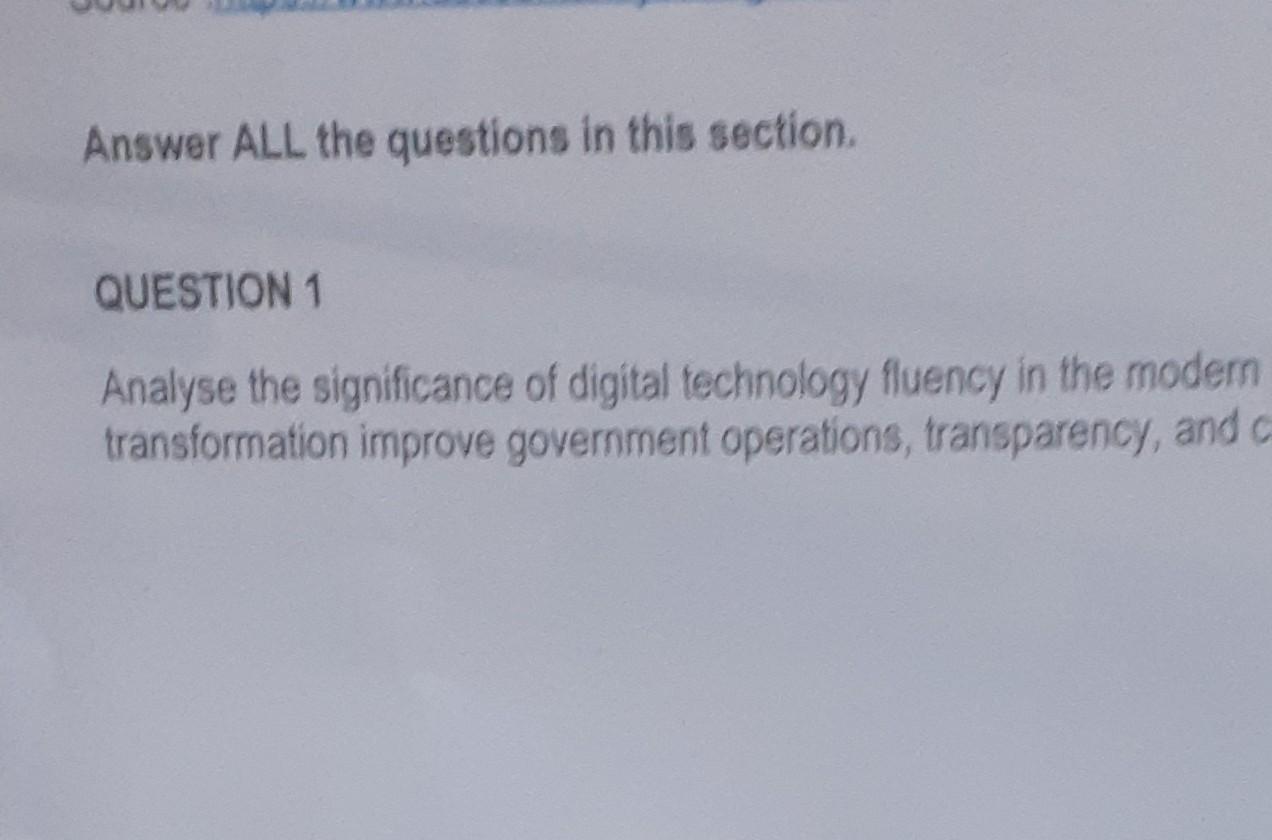 Answer ALL the questions in this section. QUESTION 1 | Chegg.com