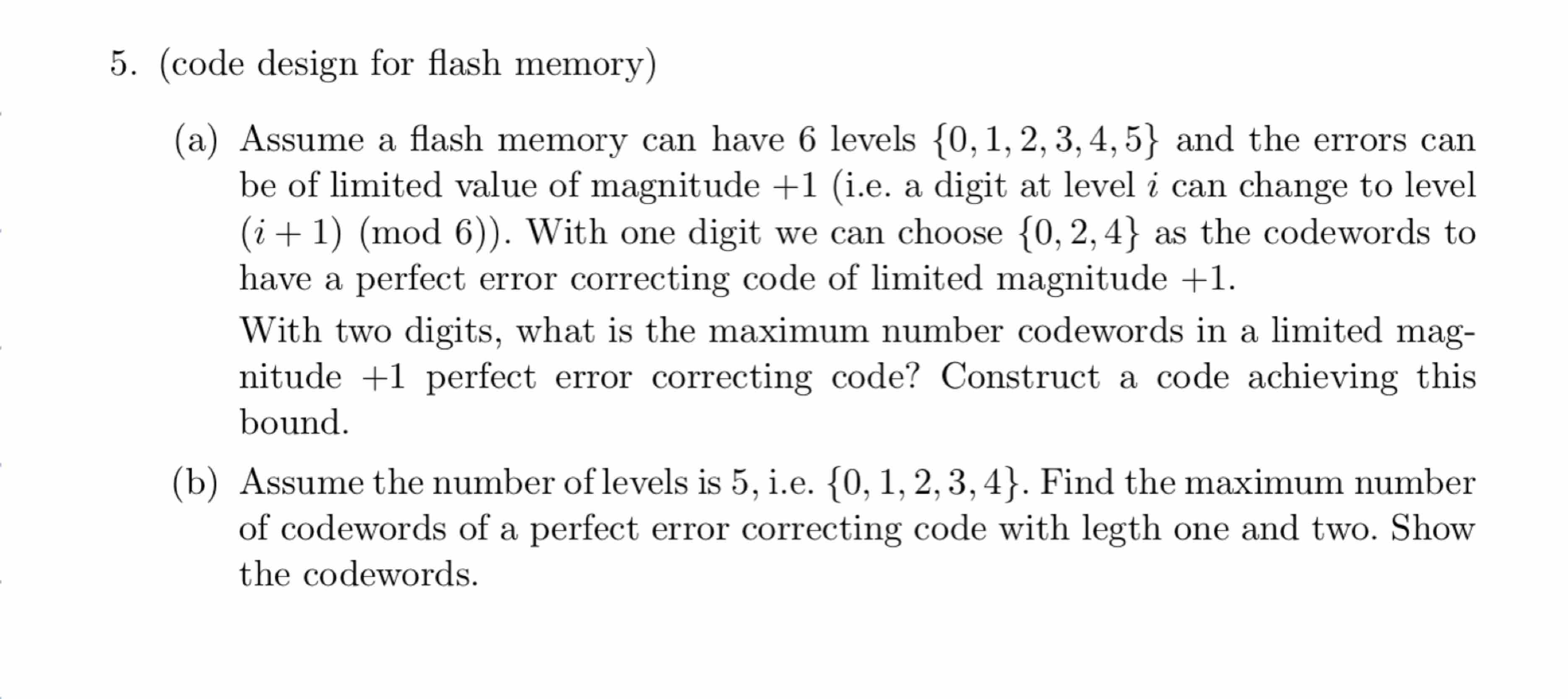 Solved (code design for flash memory)(a) ﻿Assume a flash | Chegg.com