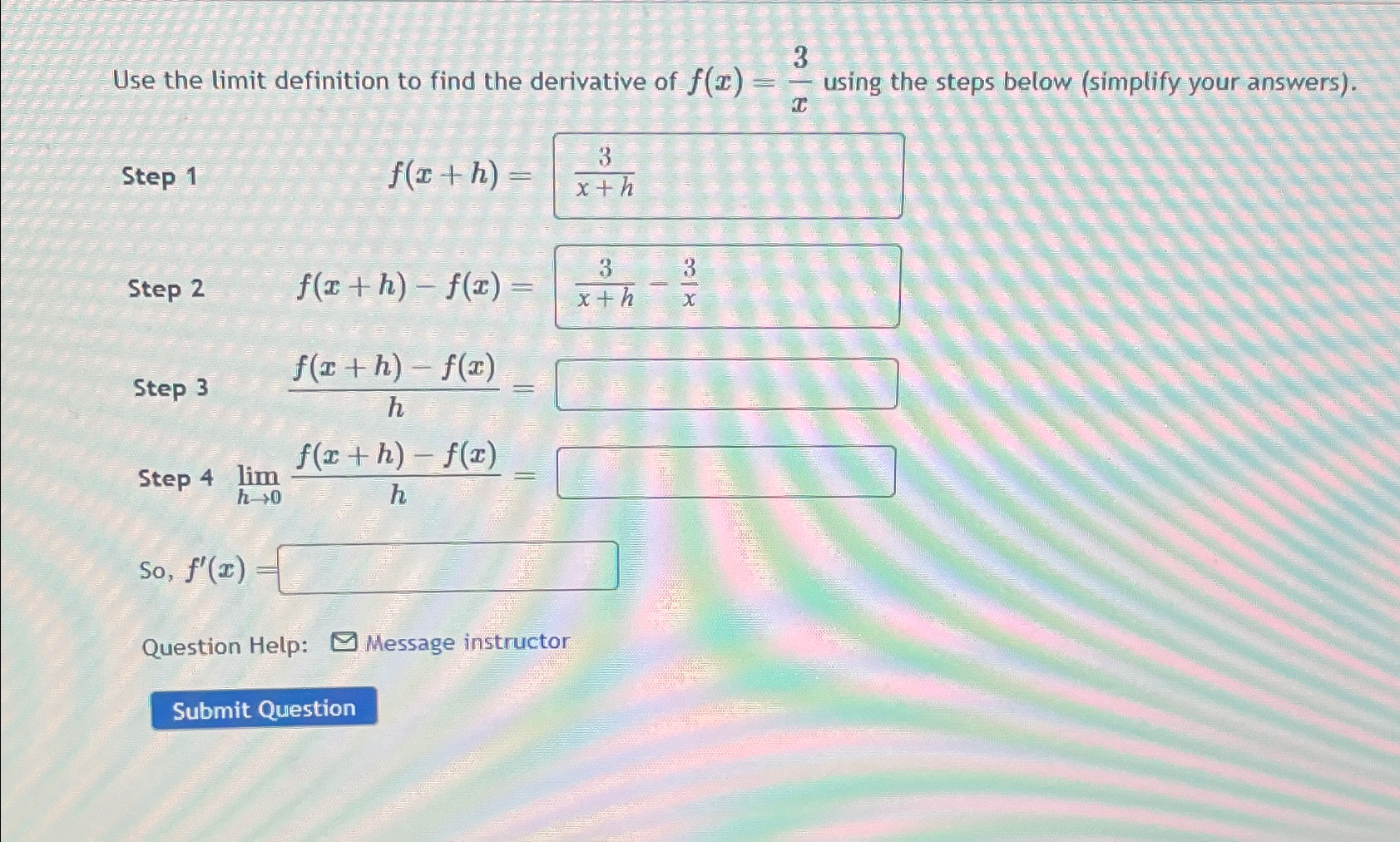 Solved Use the limit definition to find the derivative of | Chegg.com