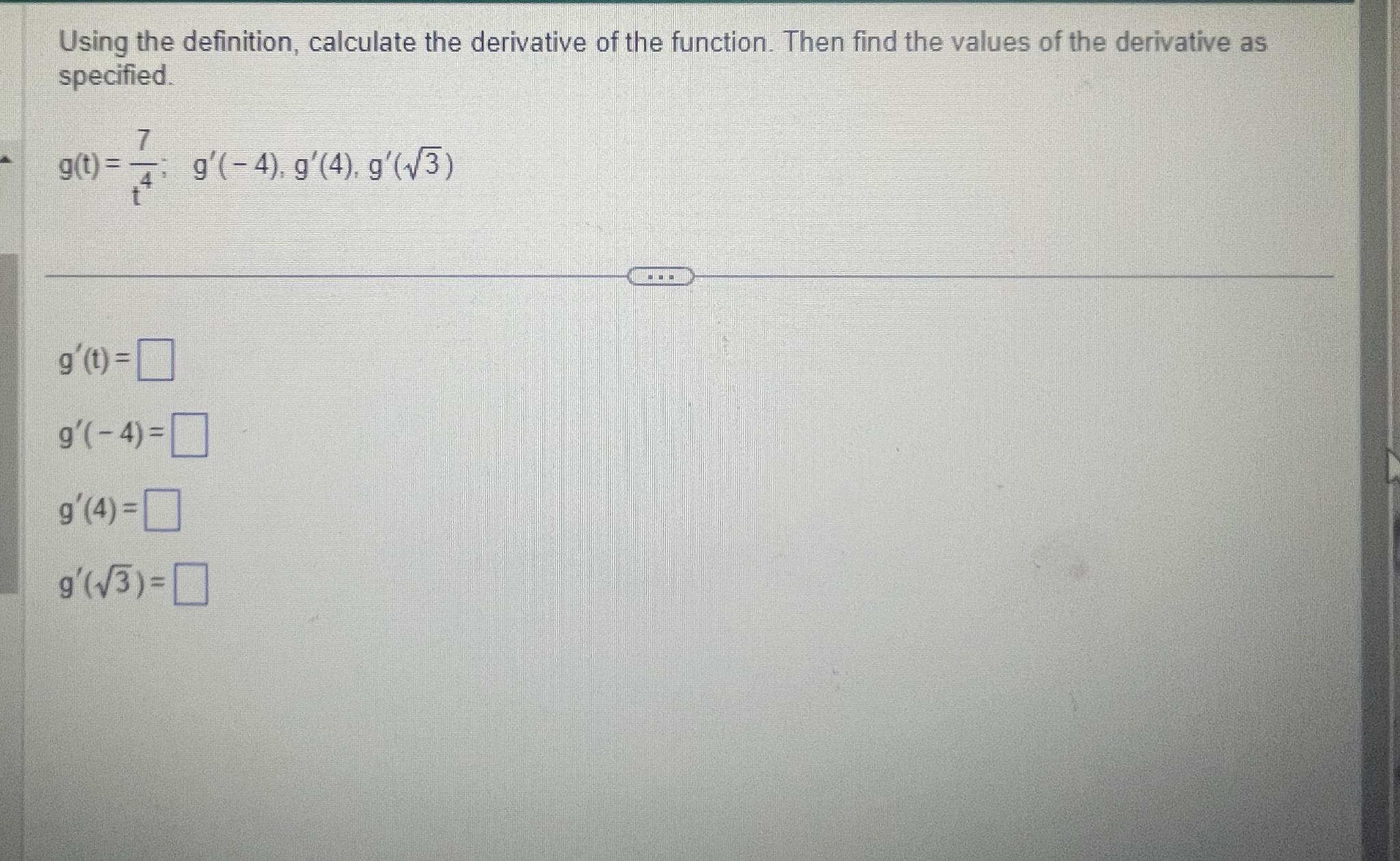 Solved Using the definition, calculate the derivative of the | Chegg.com