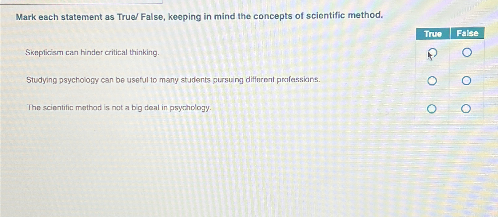 Solved Mark each statement as True/ ﻿False, keeping in mind | Chegg.com