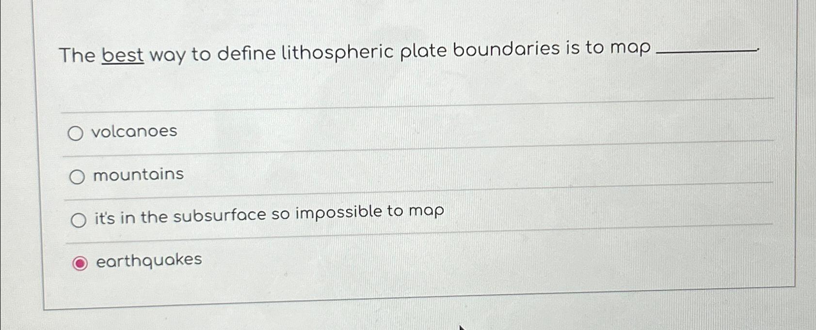 Solved The best way to define lithospheric plate boundaries | Chegg.com