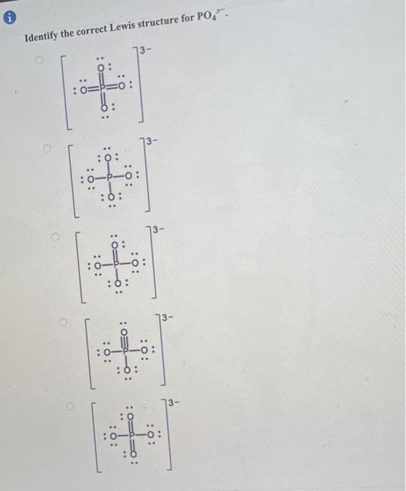 Solved Identify the correct Lewis structure for PO43−. | Chegg.com