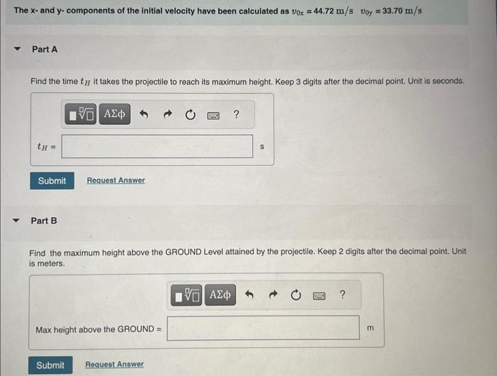Solved projectile is fired at an initial height h=82.0 m | Chegg.com