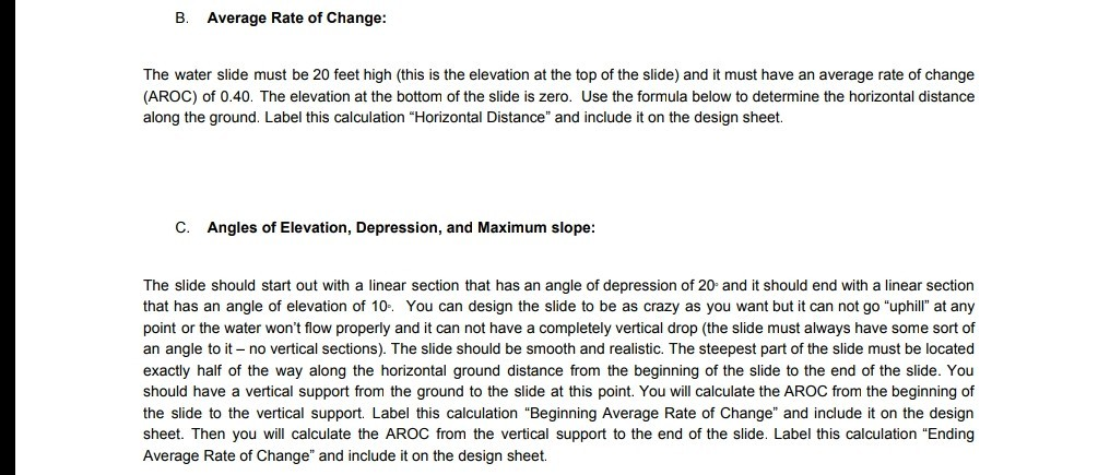 Solved B. Average Rate of Change: The water slide must be 20 | Chegg.com