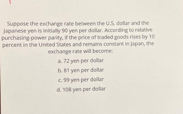 Solved Suppose the exchange rate between the U.S. dollar and | Chegg.com