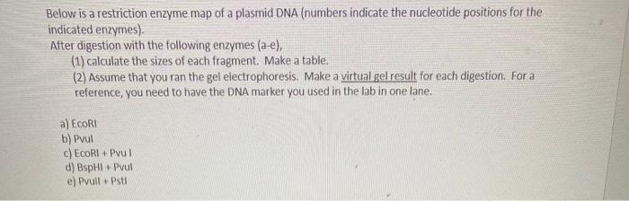 Solved (2527) NaeI.Below is a restriction enzyme map of a | Chegg.com