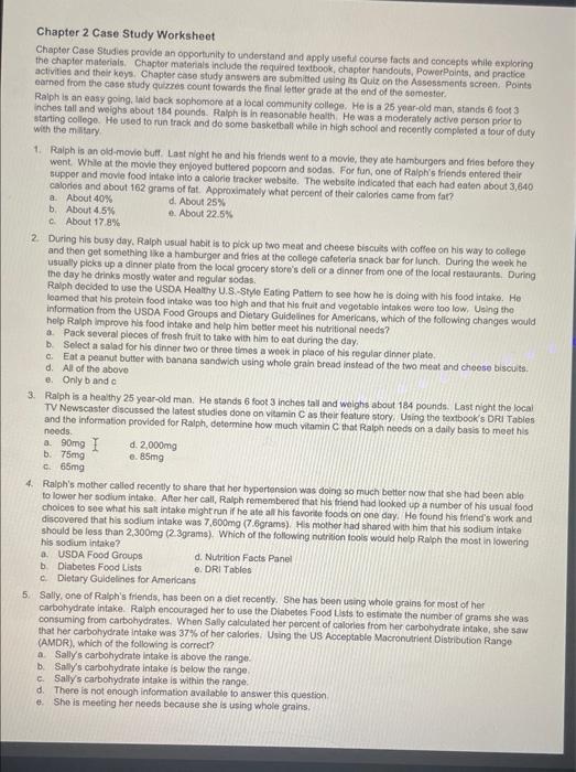 Solved Chapter 2 Case Study Worksheet Chapter Case Studies | Chegg.com