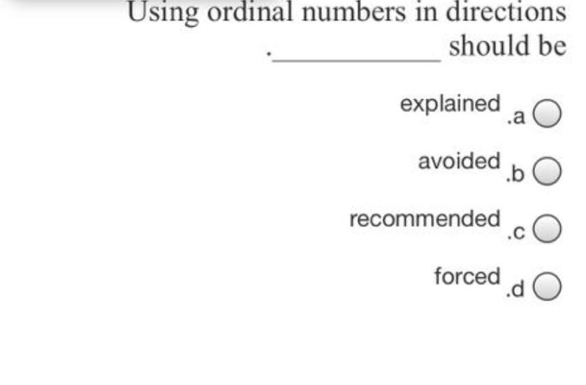 Using ordinal numbers in directions should be | Chegg.com