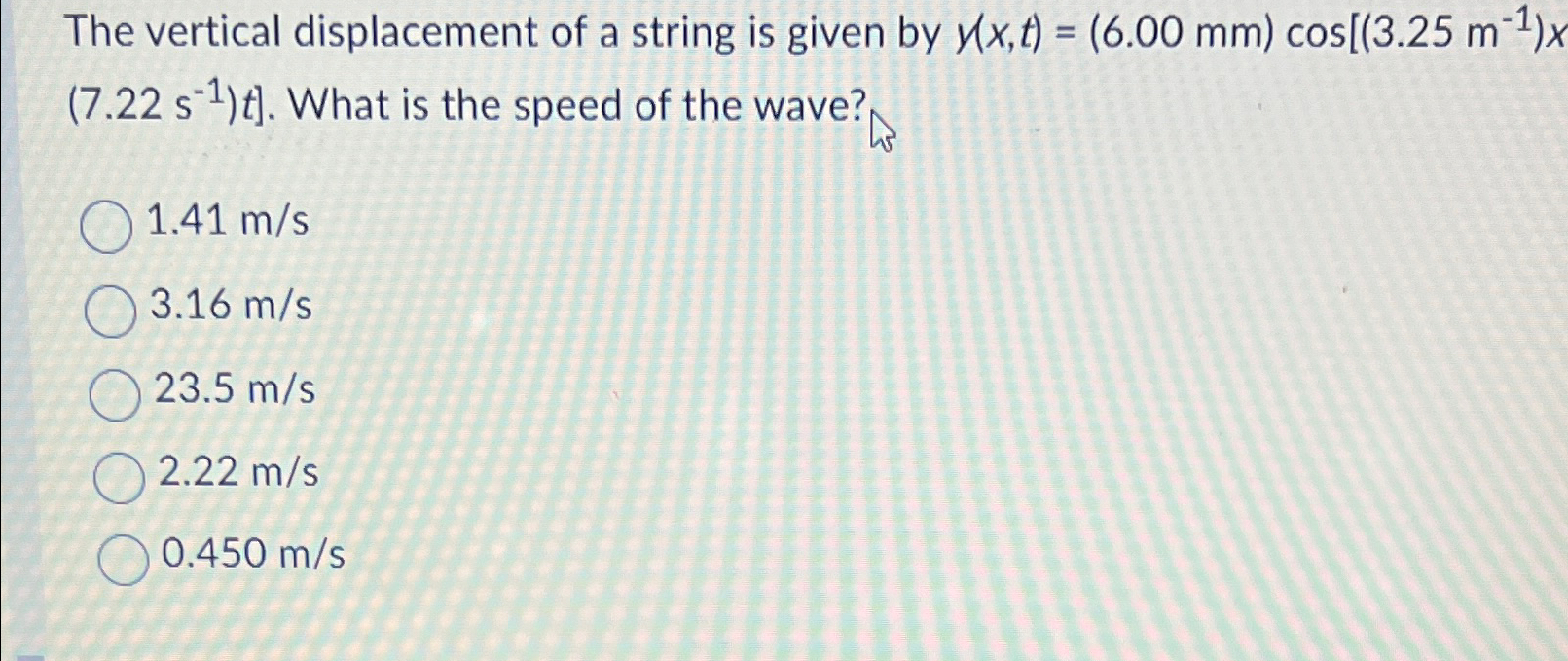 Solved The vertical displacement of a string is given by | Chegg.com