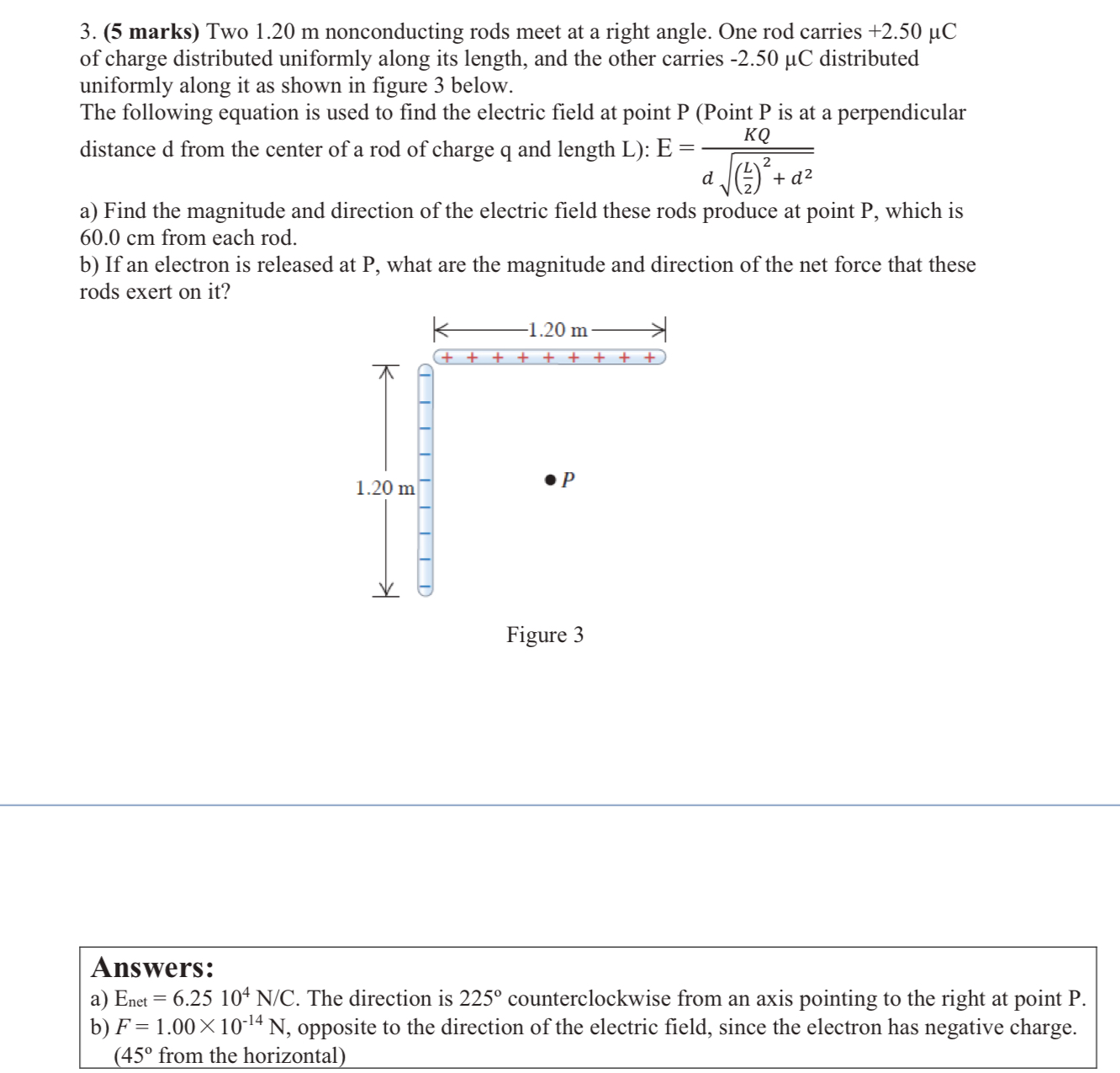 Solved Two 1.20m nonconducting rods meet at a right angle. | Chegg.com