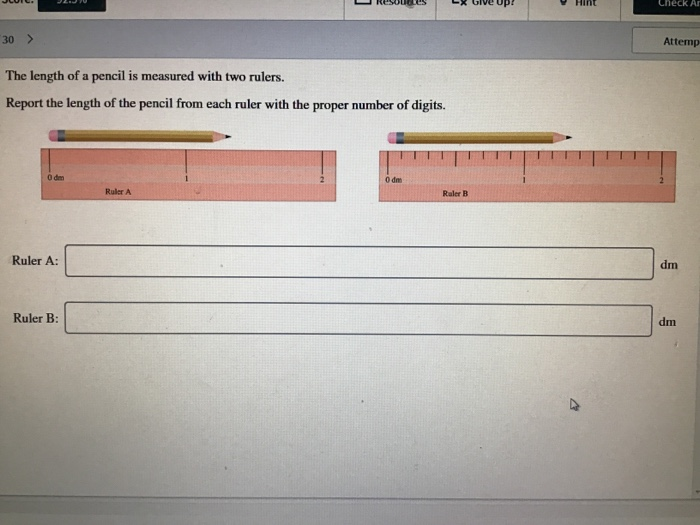 Solved Check Ar 30 > Attemp The length of a pencil is | Chegg.com