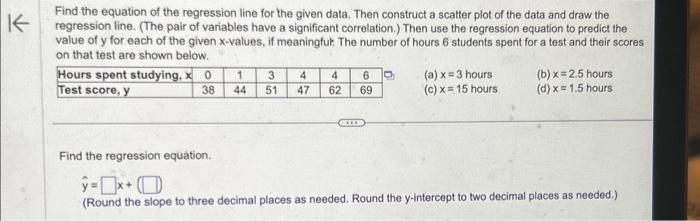 a-find the regression equationb-construct a scatter | Chegg.com