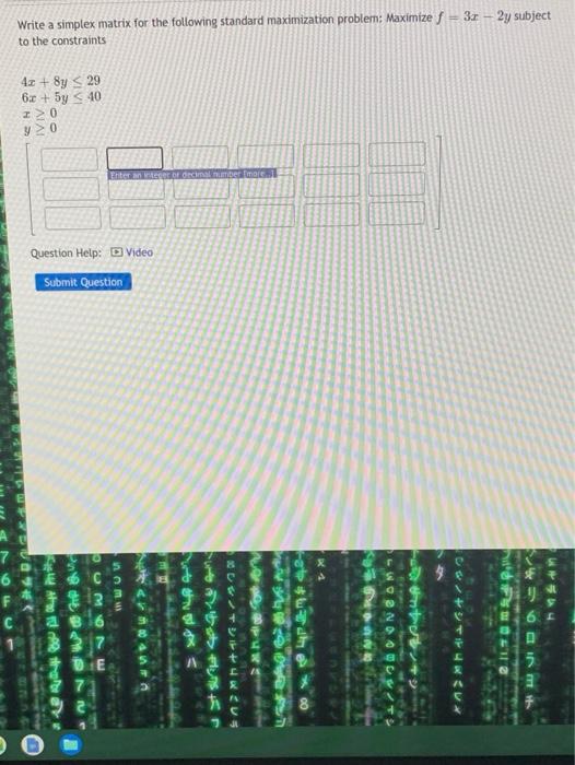 Solved Write a simplex matrix for the following standard | Chegg.com