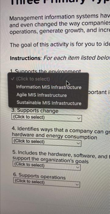 Solved Three Primary Types of MIS Infrastructures Management | Chegg.com