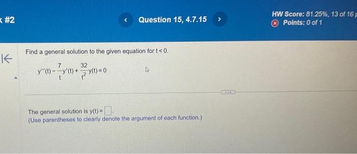 Solved Find a general solution to the given equation for | Chegg.com