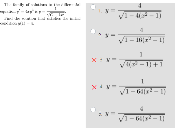 Solved The family of solutions to the differentialequation | Chegg.com