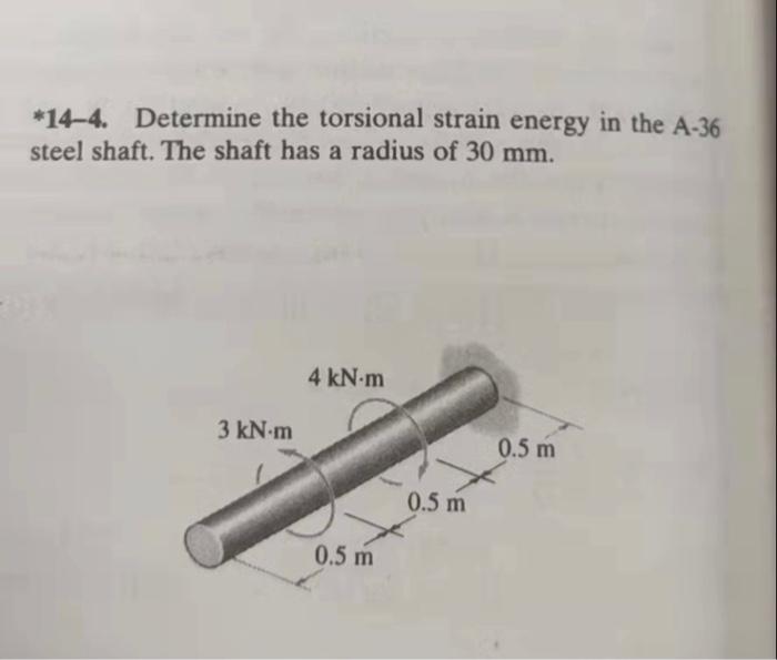 Solved *14-4. Determine the torsional strain energy in the | Chegg.com